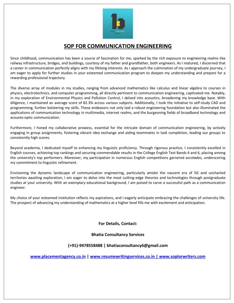SOP for Communication Engineering