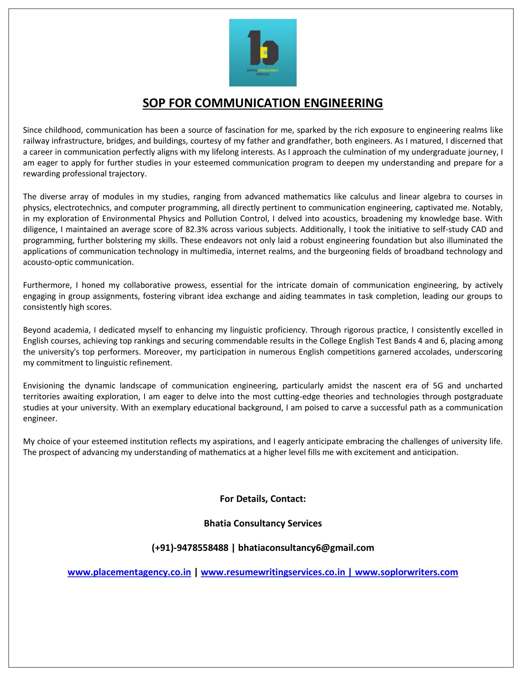 SOP for Communication Engineering