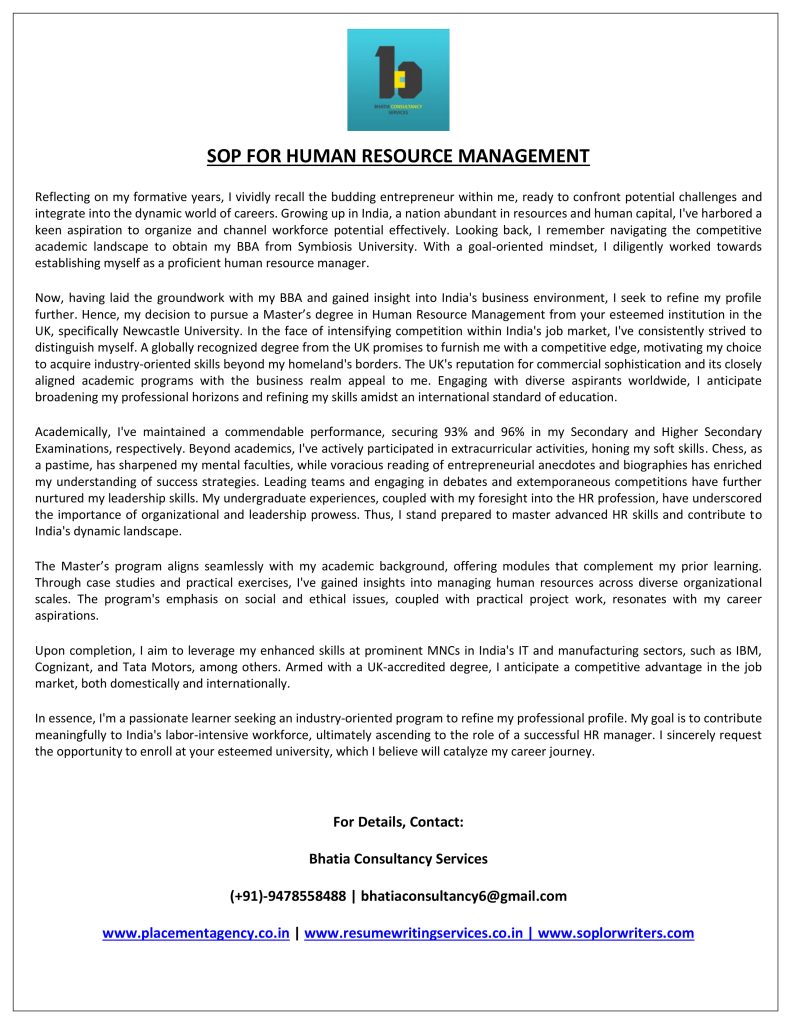 Statement of Purpose SOP for Engineering Management