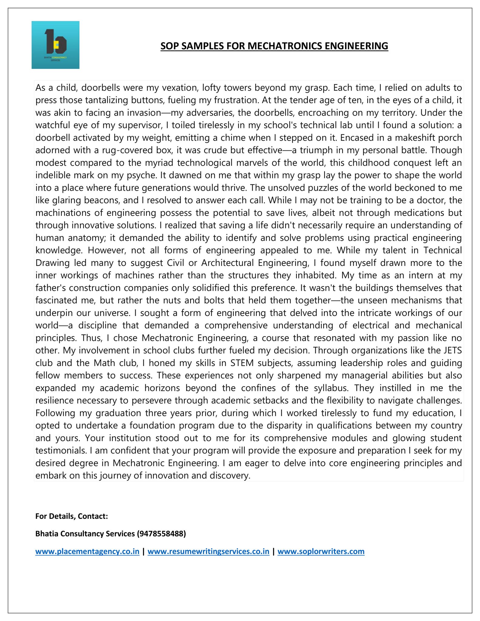 SOP For Masters In Italy