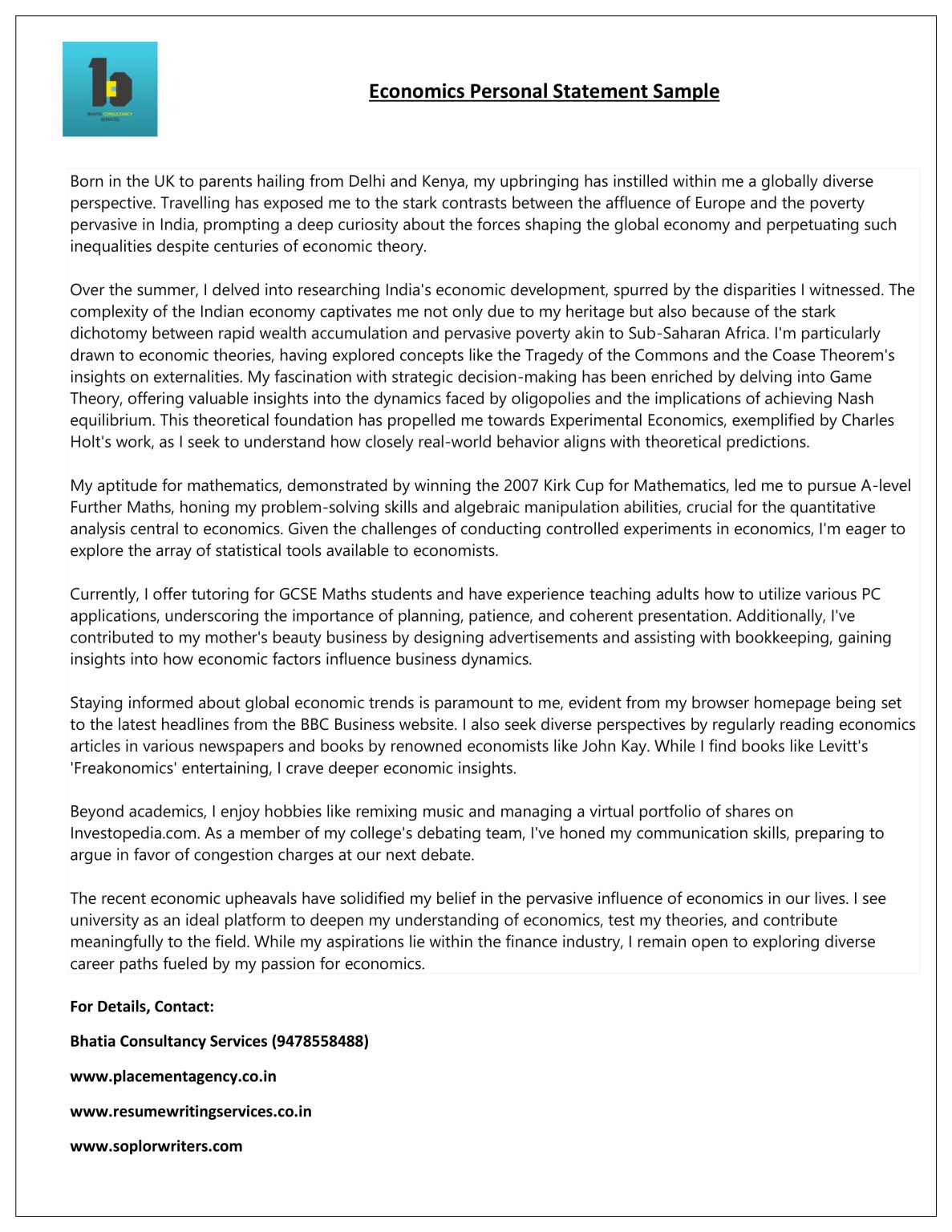 PERSONAL STATEMENT EXAMPLES SAMPLES